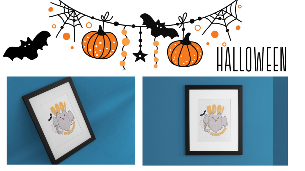 Cute Spooky Cat Halloween Ghost Print