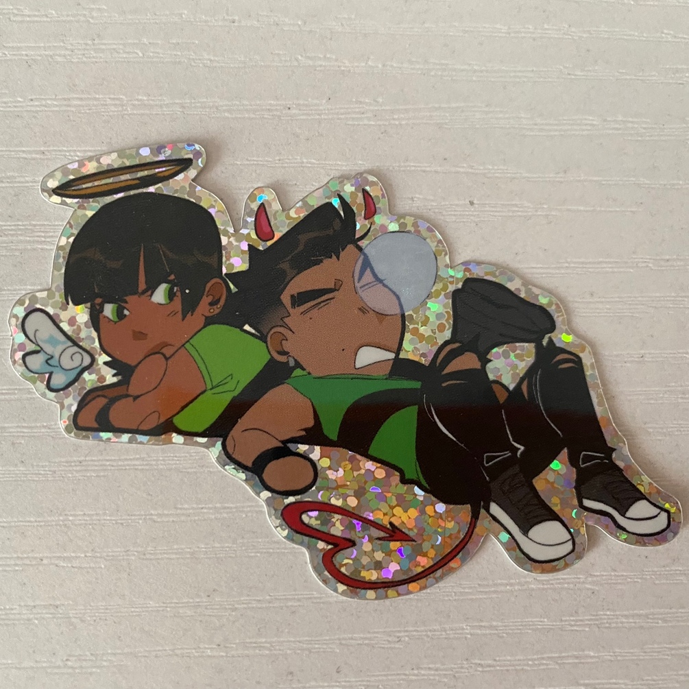 Greens angel/devil sticker