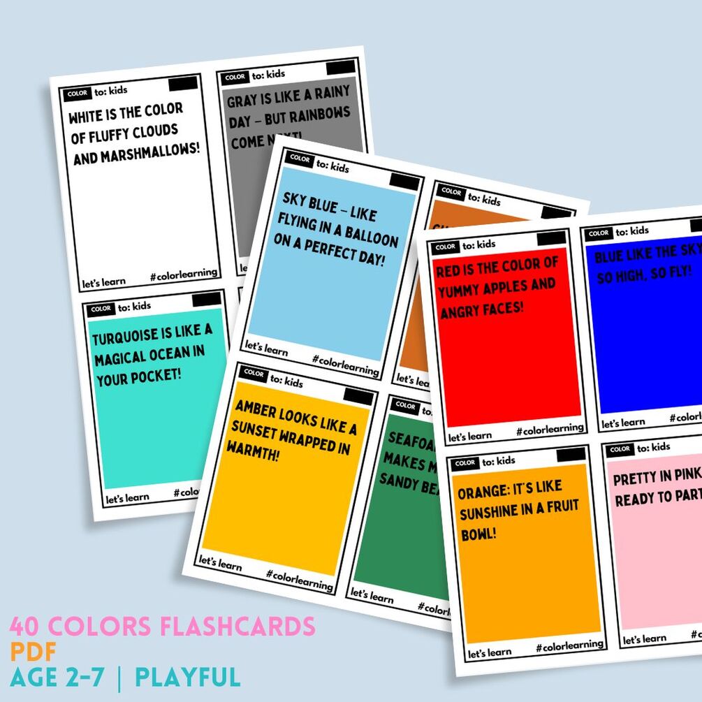 Color Flashcards for Kids with Fun and Playful Lines