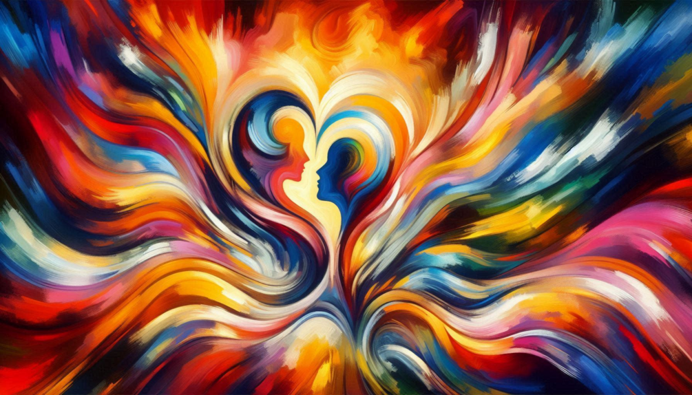 "Passionate Kiss: Abstract Expressionism Art of a Man and Woman"