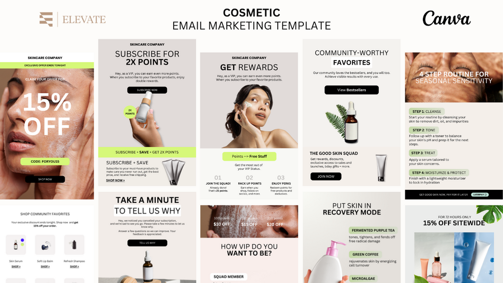 10 Customizable Cosmetic Email Marketing & Newsletter Templates for Canva