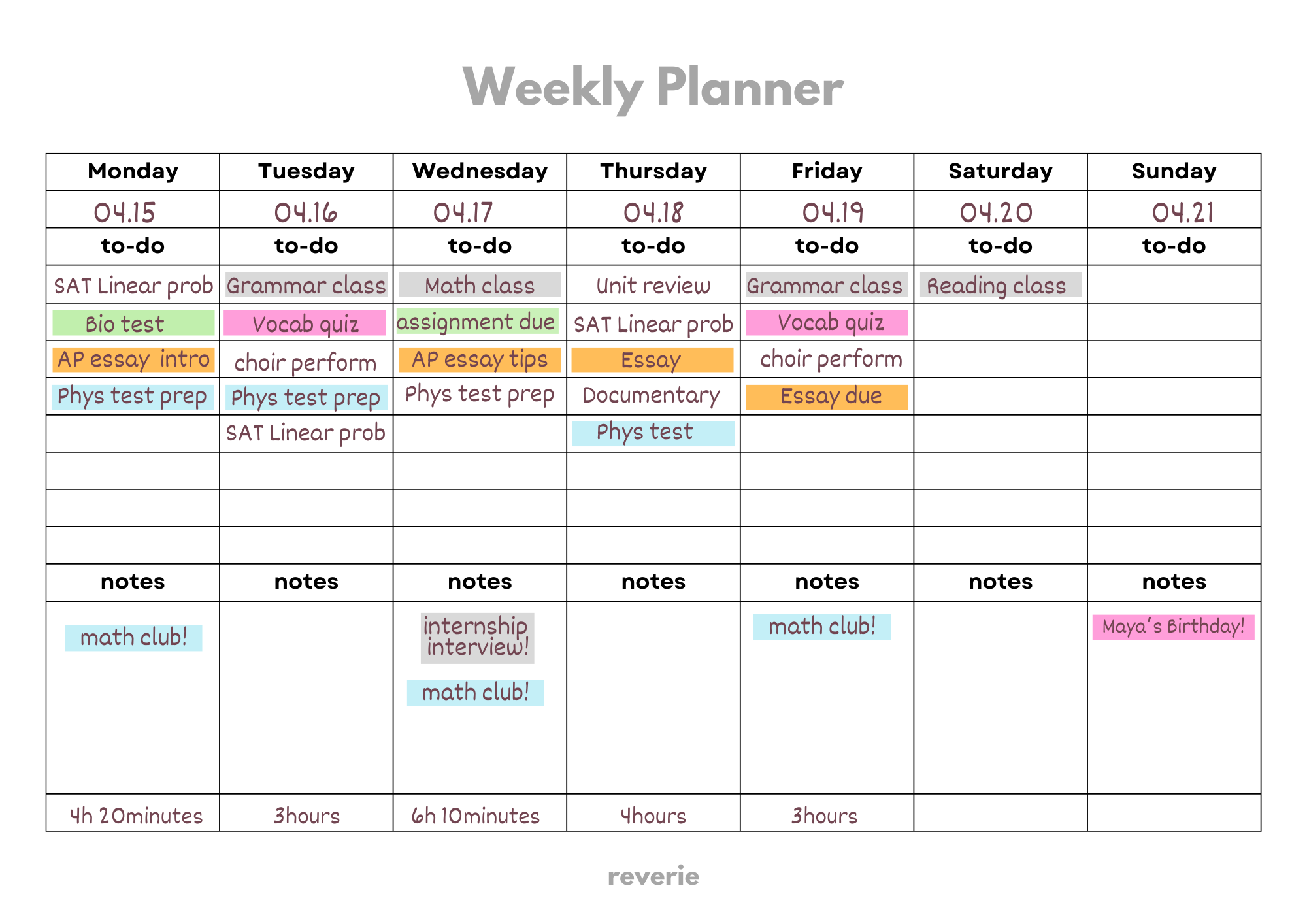 Student Weekly Planner | for students to organize their academic ...
