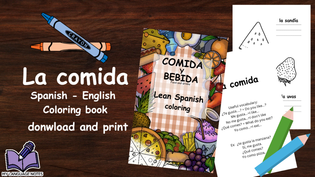 La comida /Food (Spanish coloring book)