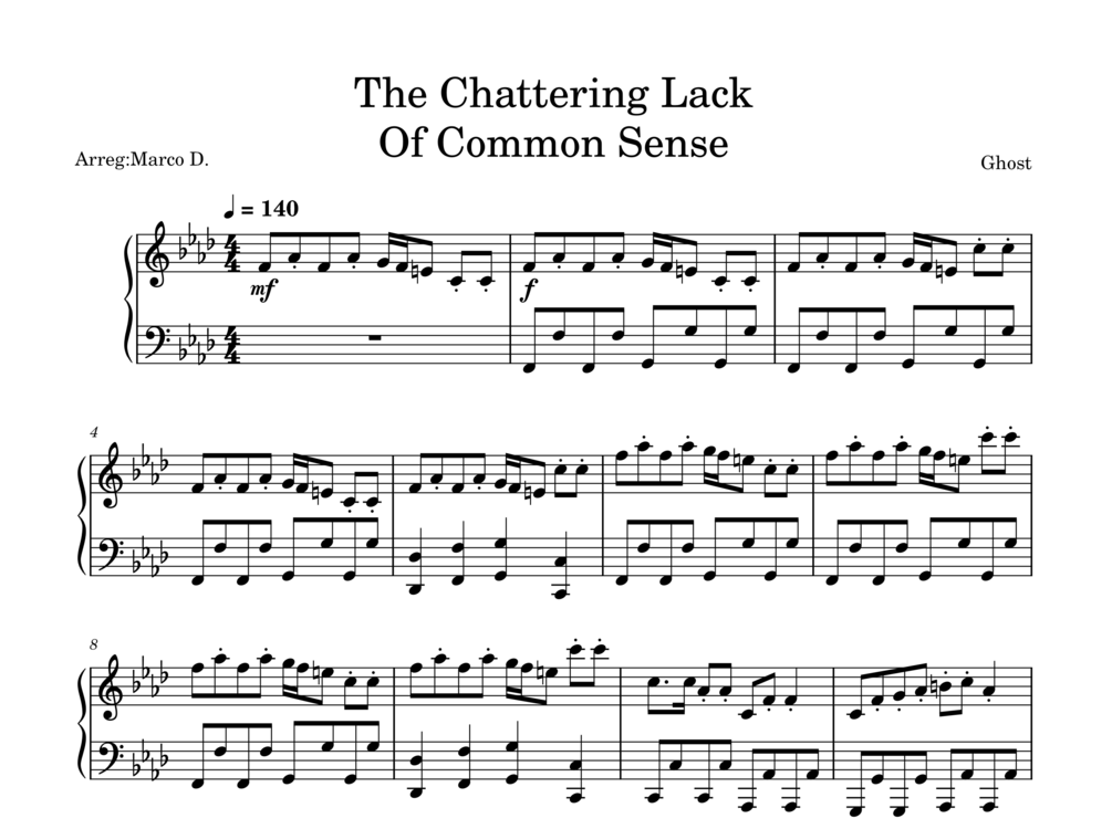 The Chattering Lack Of Common Sense - Ghost SHEET + MIDI