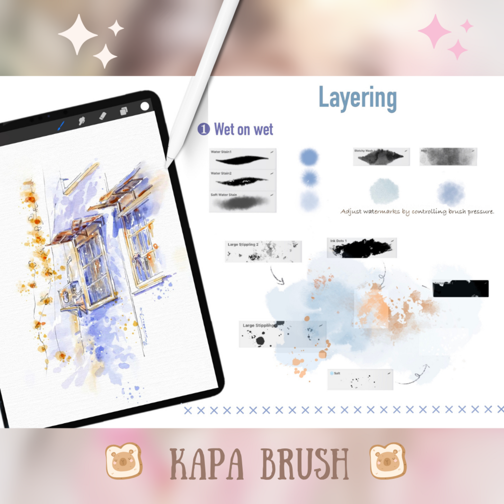 Procreate realistic watercolor brushes. Procreate wet watercolor ...