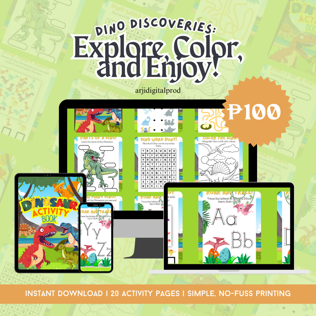 DINO ACTIVITY BOOK FOR KIDS Dino Discoveries: Explore, Color, and Enjoy!