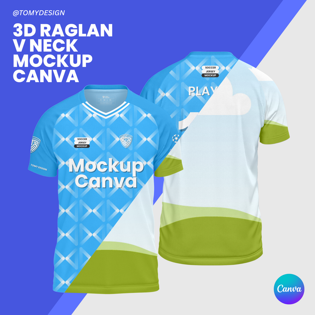 3D SOCCER JERSEY MOCKUP RAGLAN V NECK (FRONT AND BACK)