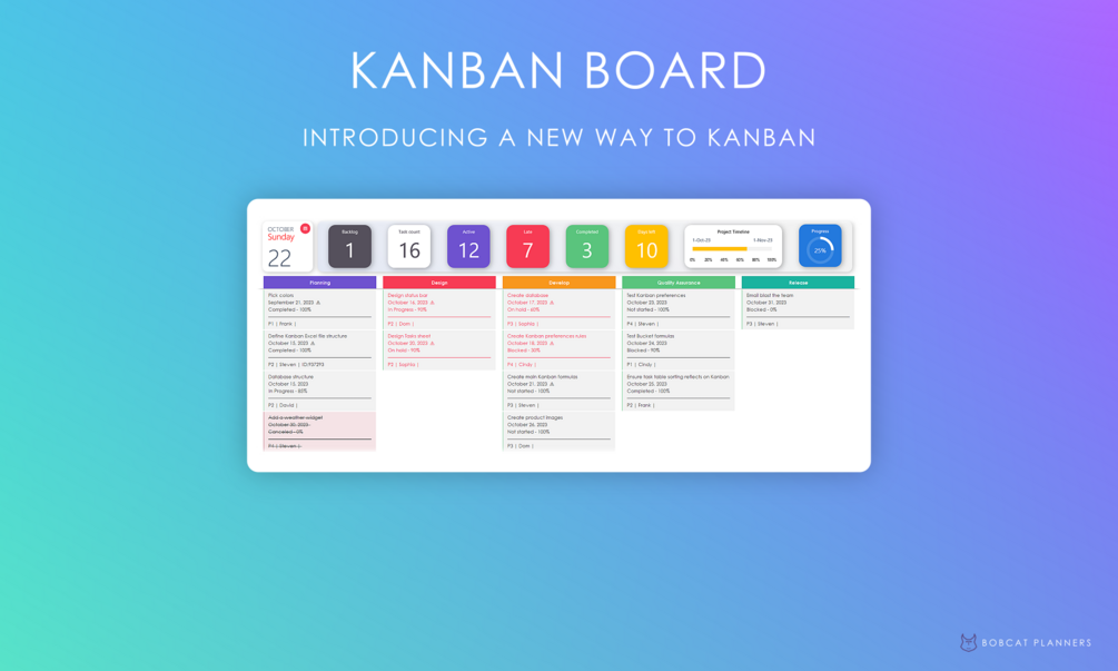 Kanban Board for Excel | Bucket & Status Boards | Project Manager ...