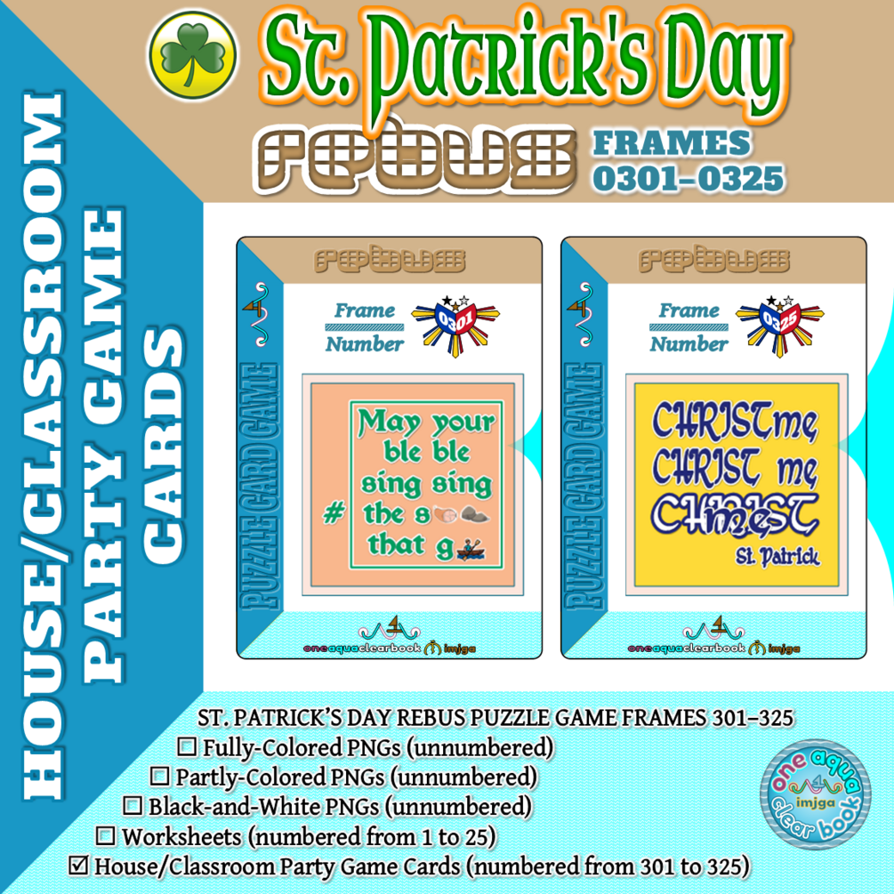 ST. PATRICK’S DAY Rebus Puzzle Party Game Cards 301–325