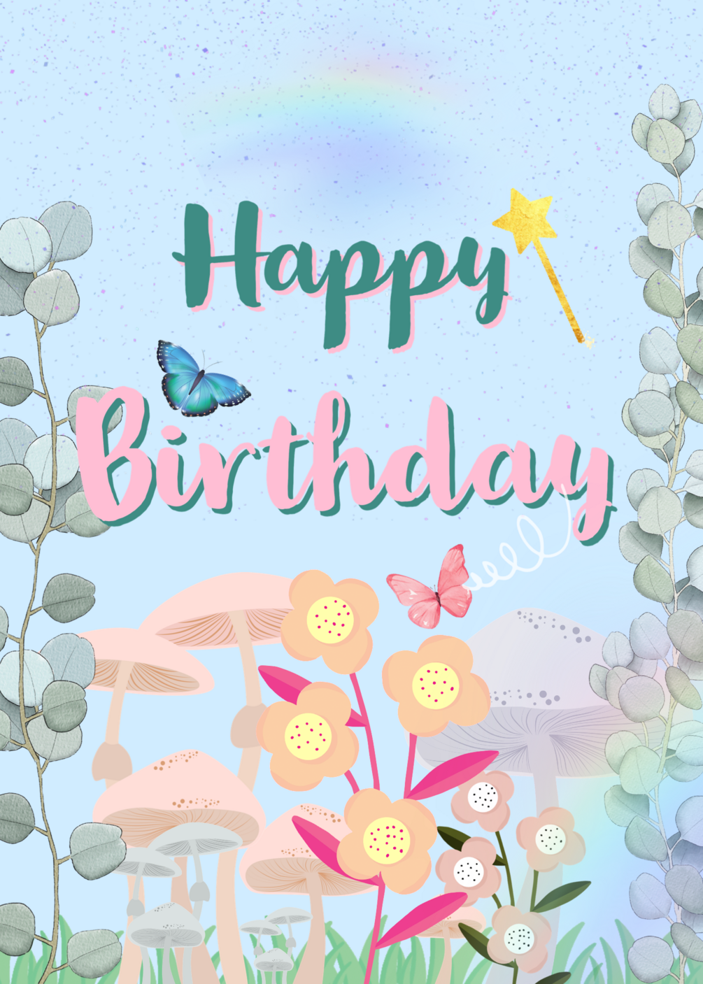 Magical Forest Butterfly Themed Birthday Card