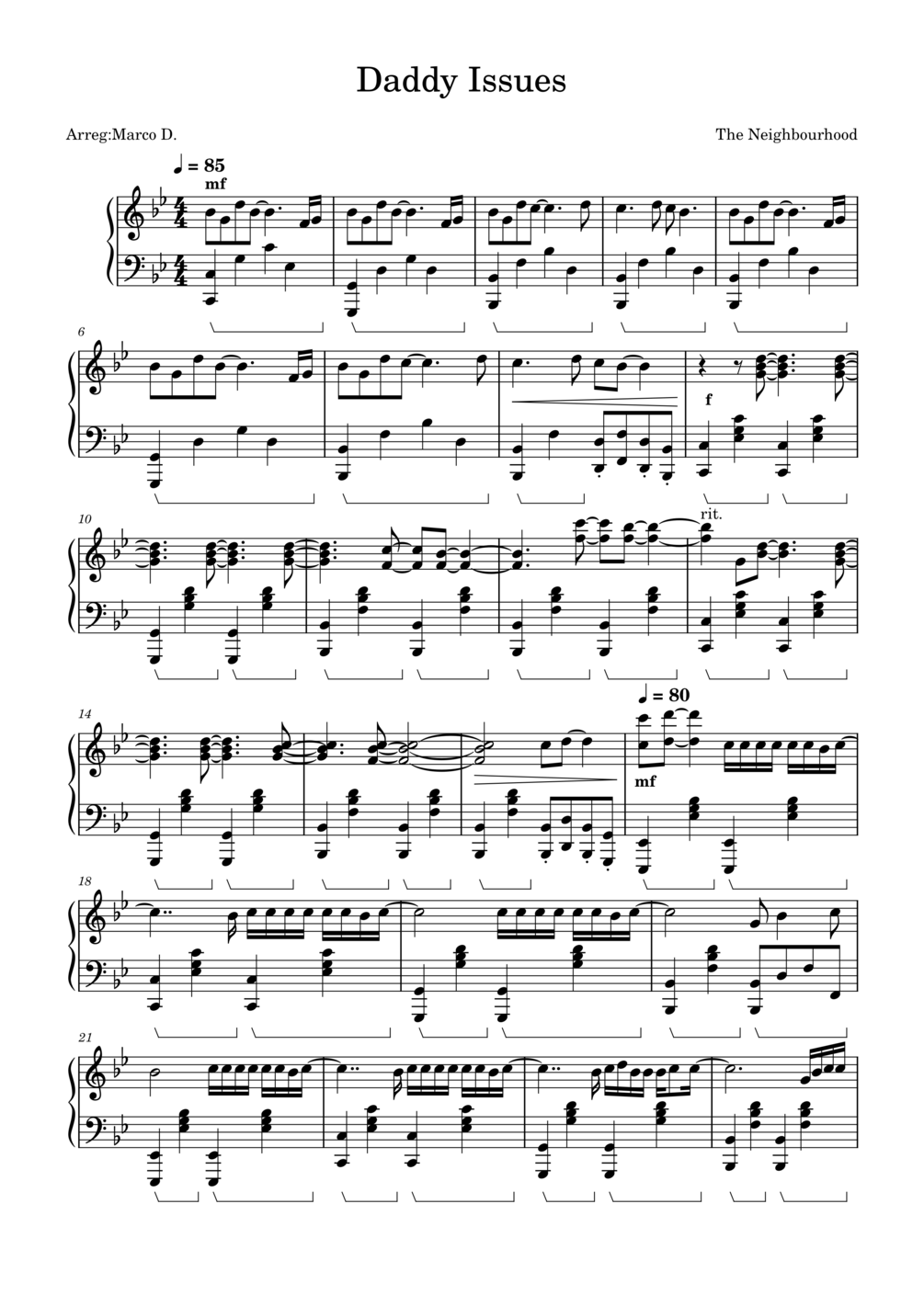 Daddy Issues | The Neighbourhood SHEET + MIDI