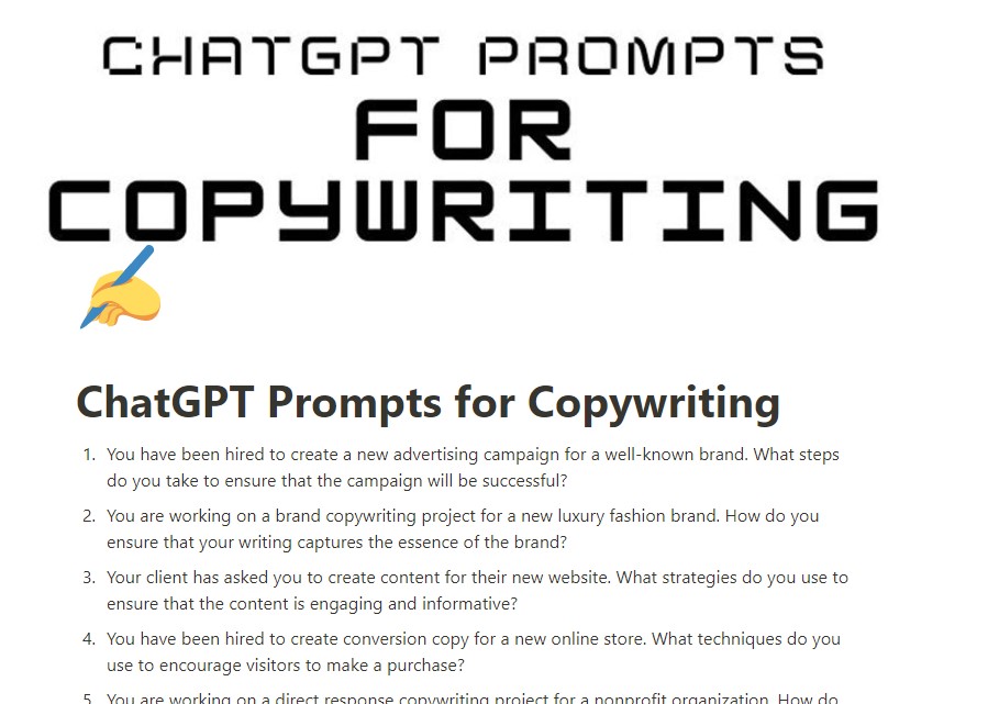 ChatGPT Prompts for Copywriting