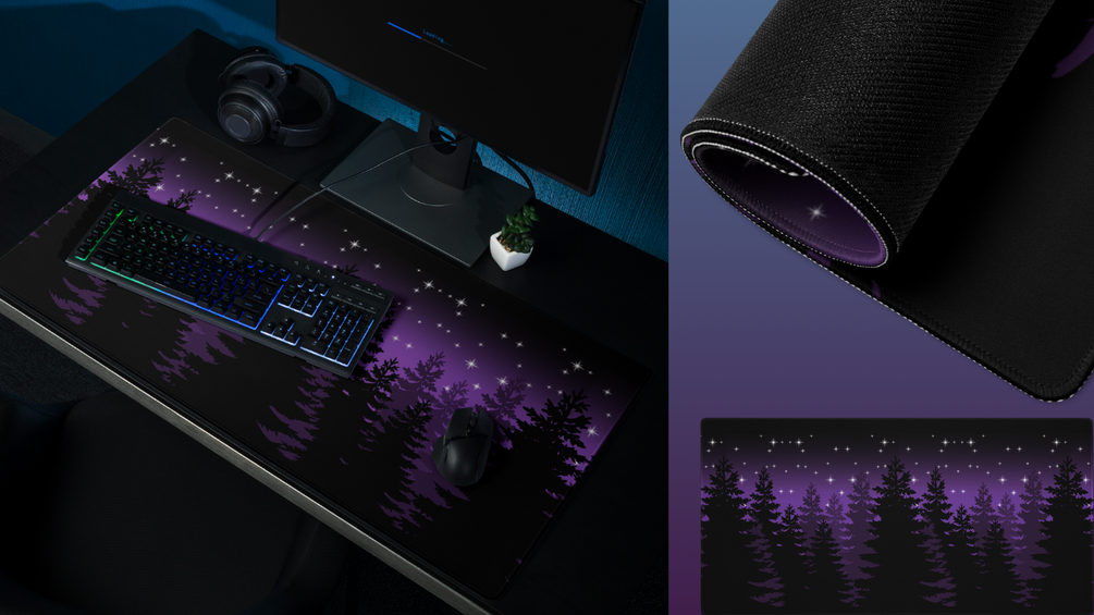 Purple Forest Gaming mouse pad 36x18"
