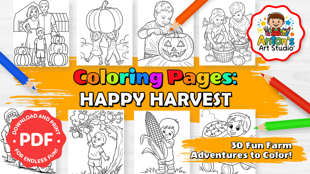Coloring Pages: Happy Harvest | 30 Fun and Creative Pages for Fall Lovers
