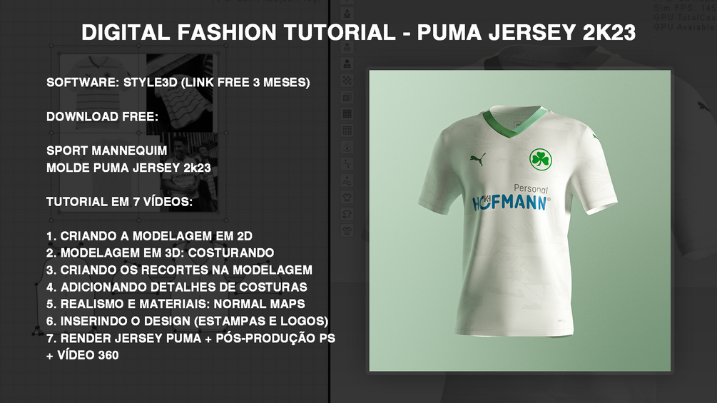 Pack Tutorial Puma Jersey 2k23 - Sport mannequin + Jersey (Style3D)