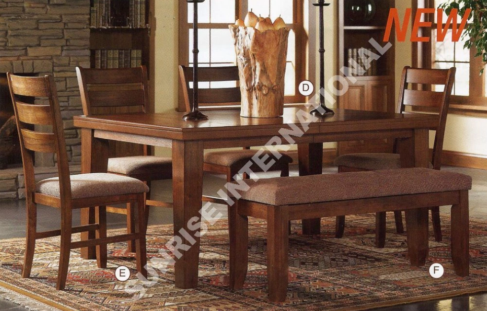 MODERN WOODEN DINING TABLE WITH 4 CHAIR, 1 BENCH SET