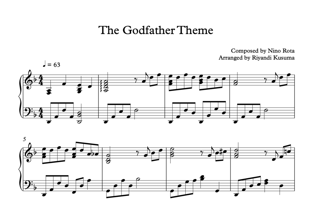 The Godfather Theme (Sheet Music)