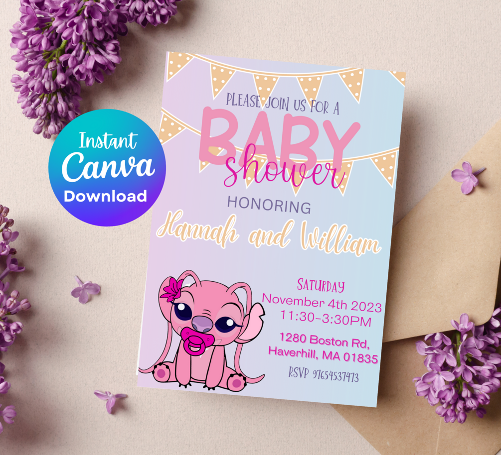 Pink Stitch Baby Shower Invitation | Custom Digital Invite