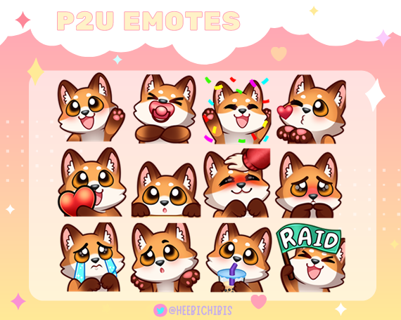 12 Fox Twitch Emotes | Pack 1