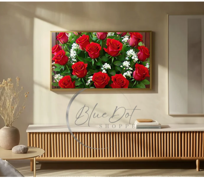 Spring TV Art Inspired by Bouquet of Roses | Woven Digital Download for ...