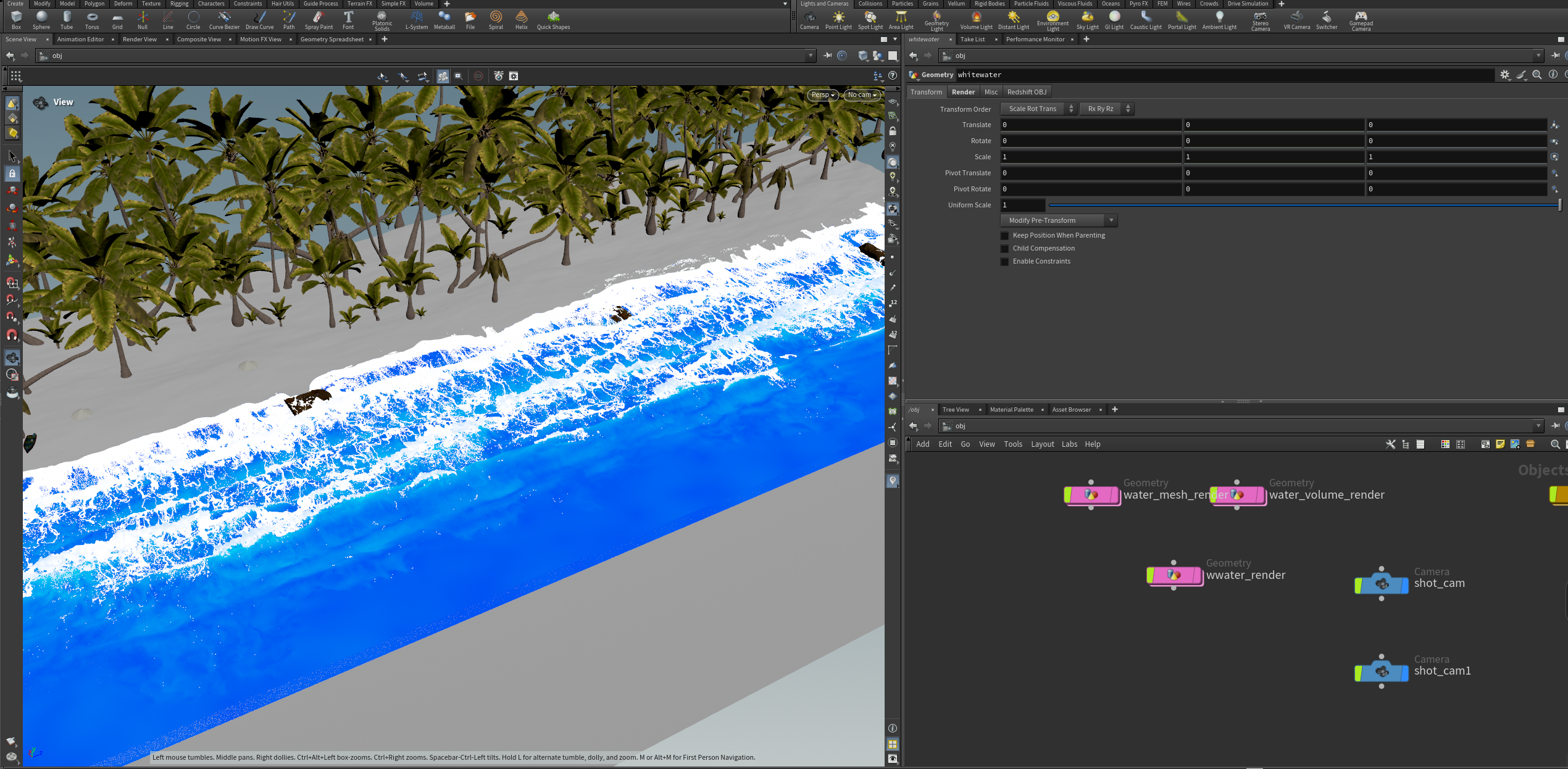 Houdini beautiful beach foam solution rendering hip file