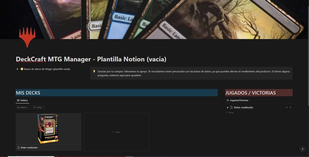 DeckCraft MTG Manager - Plantilla Notion (Notion Template)