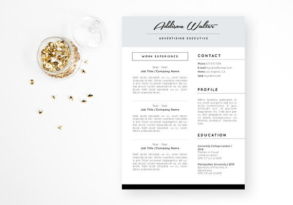 "Addison" Professional Resume Template with Cover Letter, References ...