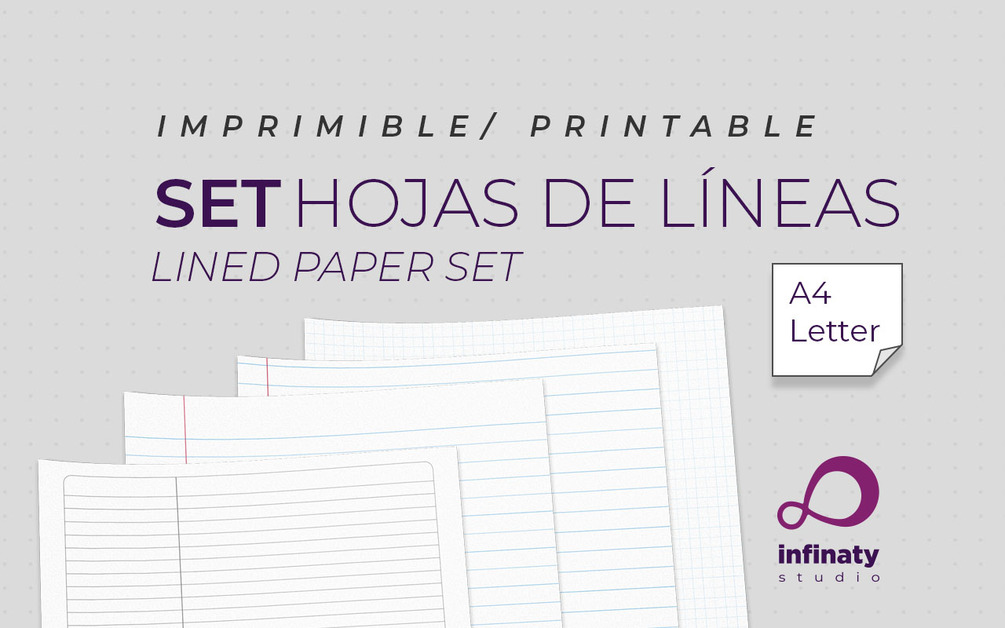 GRATIS | Set Imprimible Hojas de linea | Printable lined paper Set