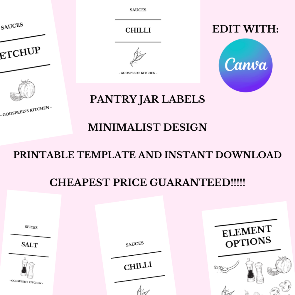 CHEAPEST Pantry jar labels templates, various size editable and ...