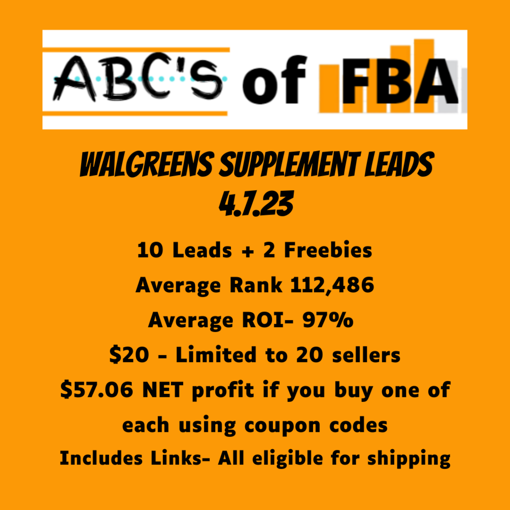 Walgreens Supplements RA/OA Leads - 4.7.23