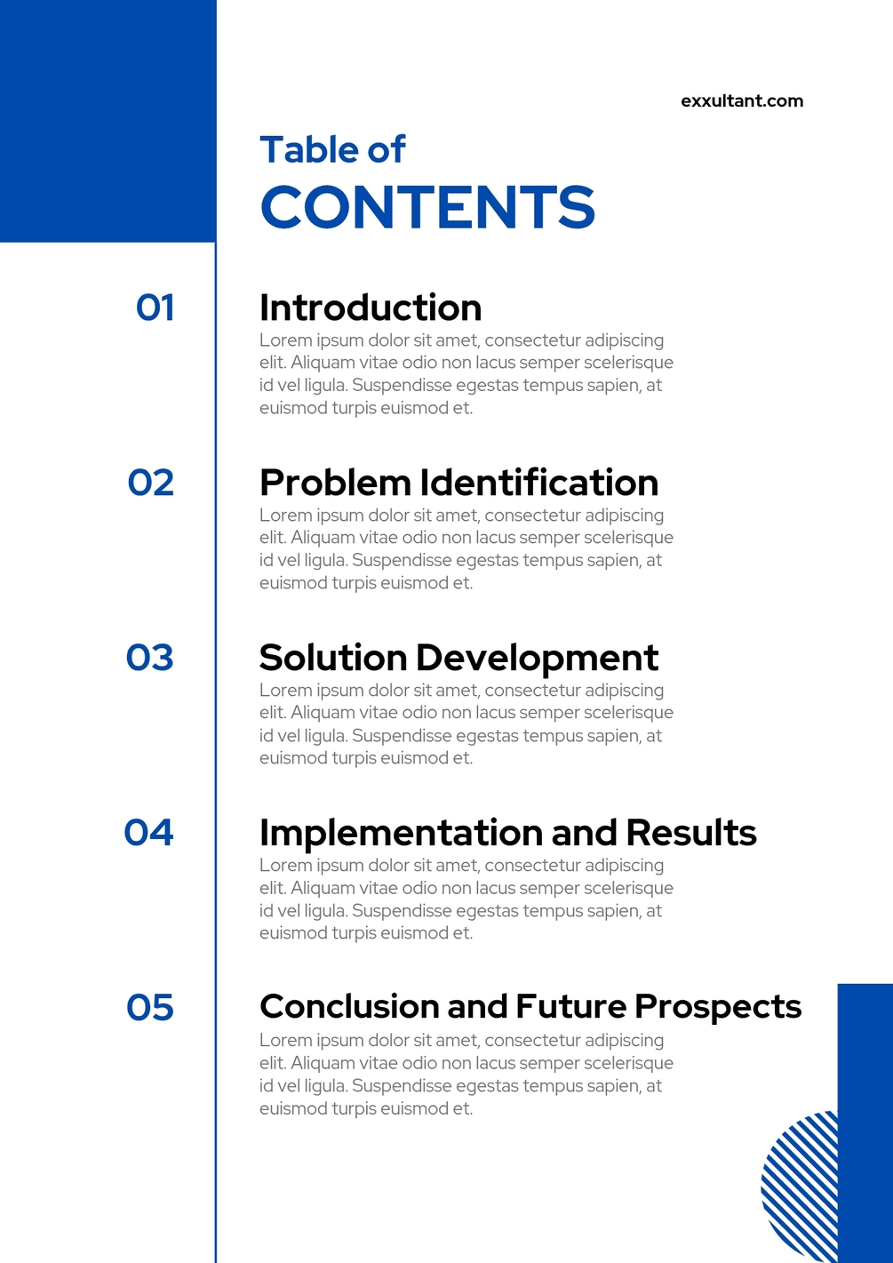 White and Blue Minimalist Geometric Table Of Contents Template Document