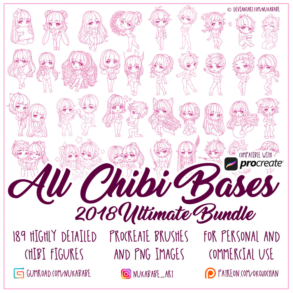 BIG Pack of All Chibi Bases 2018 - Procreate and PNG