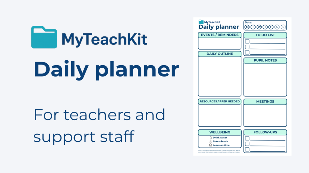 Daily Planner | MyTeachKit (A4 Printable PDF) - Free Resource