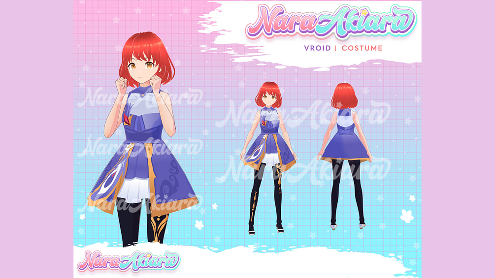 3D Vroid Purple Dress Outfit