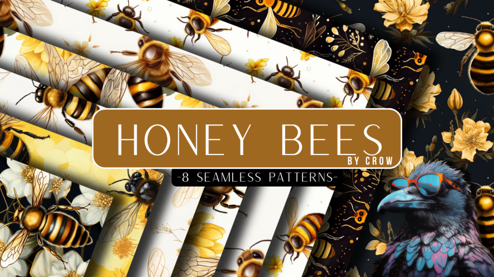 Honey Bees Digital Paper Pack | Seamless Patterns | Commercial Use ...