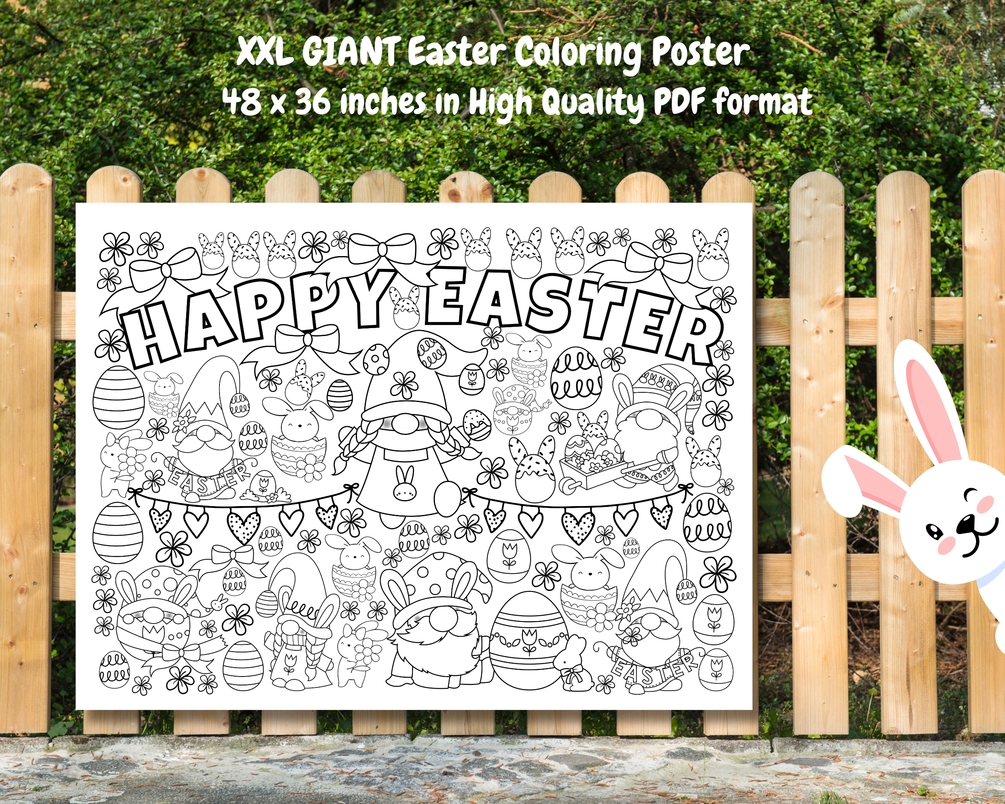 Giant Easter Coloring Poster 48 x 36 inches