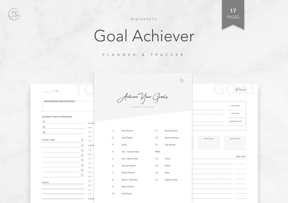 Goal Achiever Printable Template - Plan & Track your goals