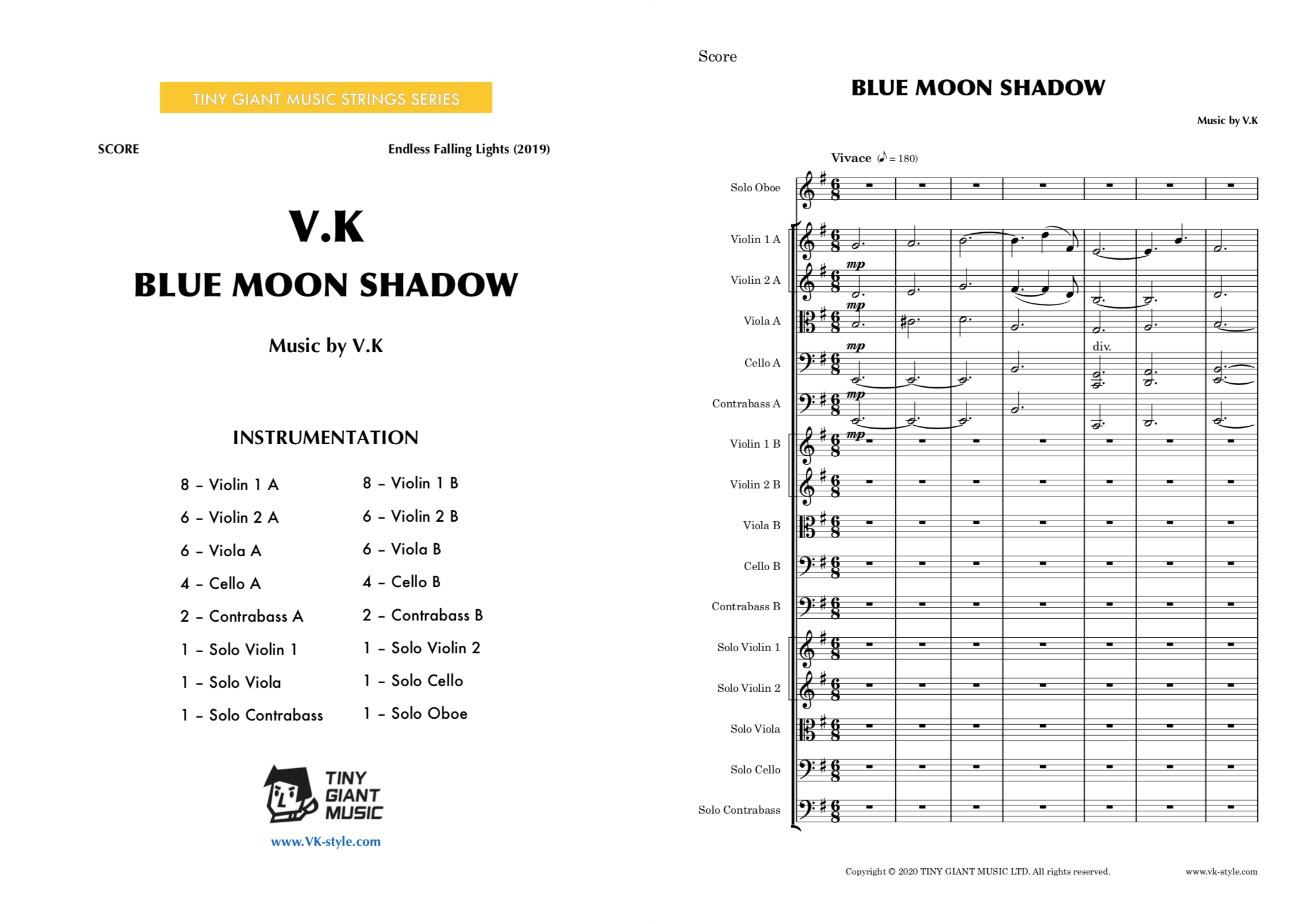V.K - Blue Moon Shadow // Score & Parts (Strings, Solo Oboe)