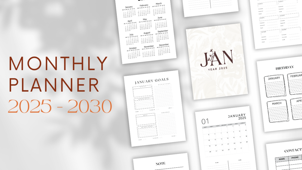 Monthly Planner 2025-2030