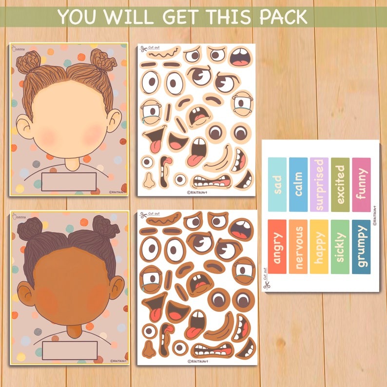 Emotions Activity for Kids Girl Version Printable Toddler Feeling Chart ...