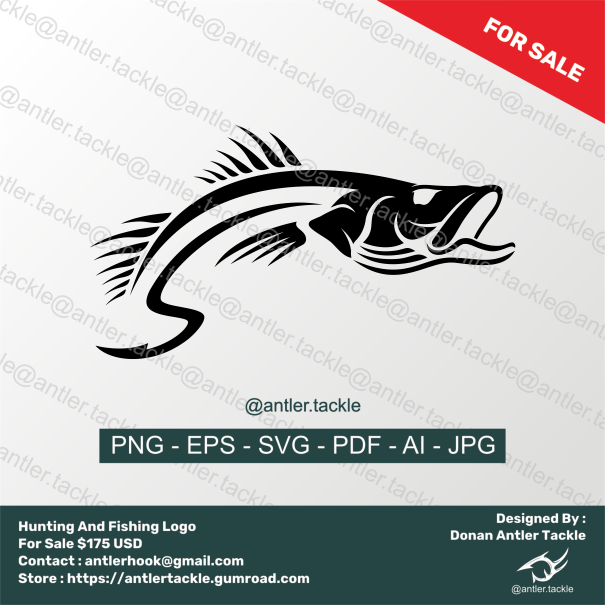 Snook Fish Hook Fishing Logo Exclusive License Designed By Donan Antler ...