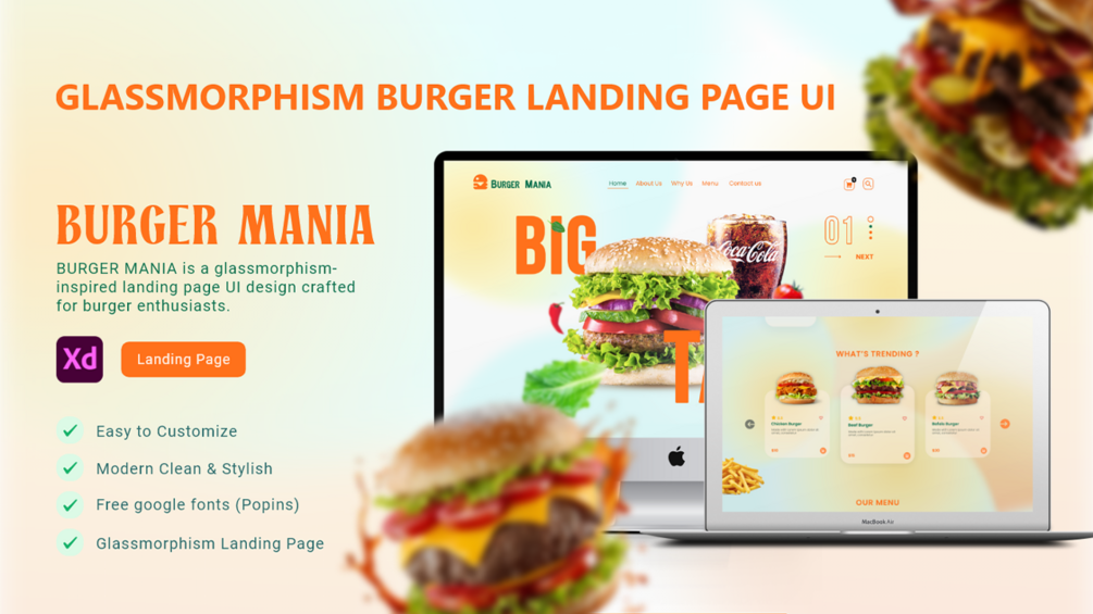 BURGER MANIA UI landing page