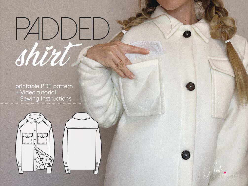 PATTERN Winter Jacket Shirt | Padded Jacket | Pdf sewing pattern | Size ...