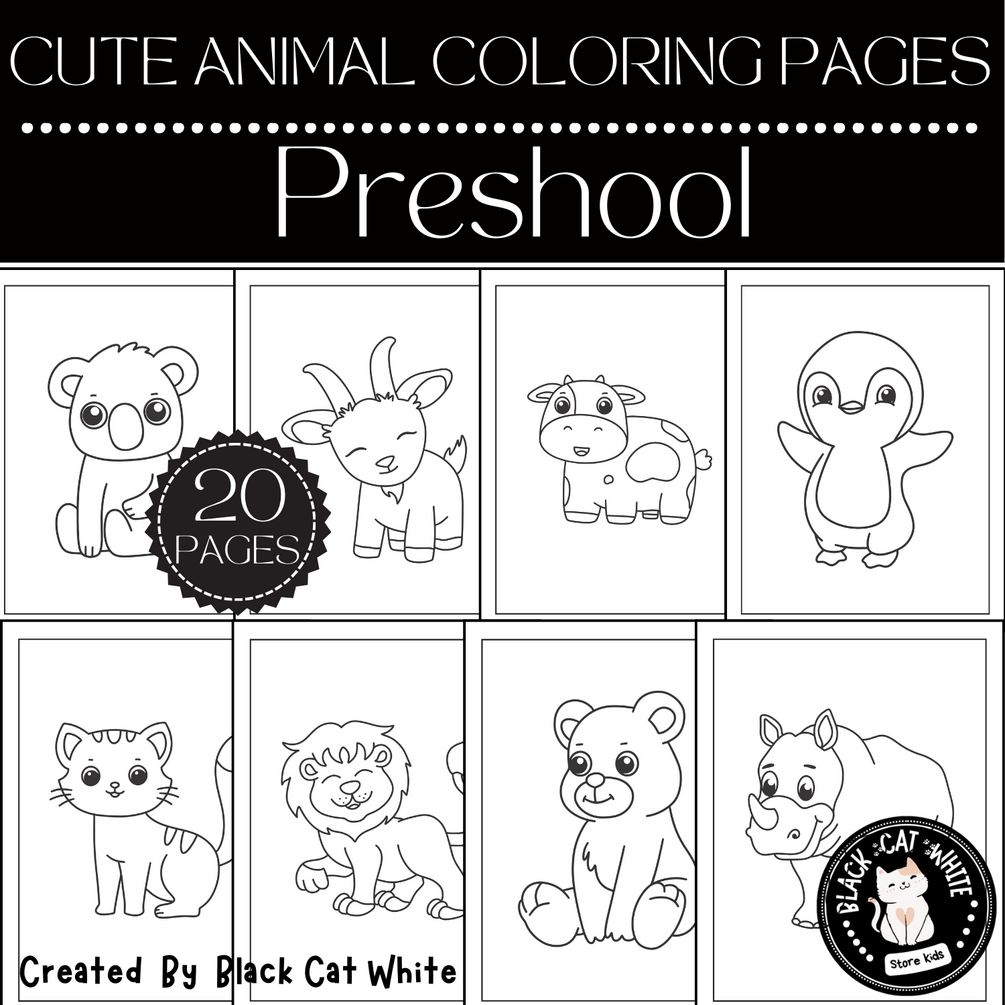 Cute Animals Coloring Pages Preschool Kindergarten