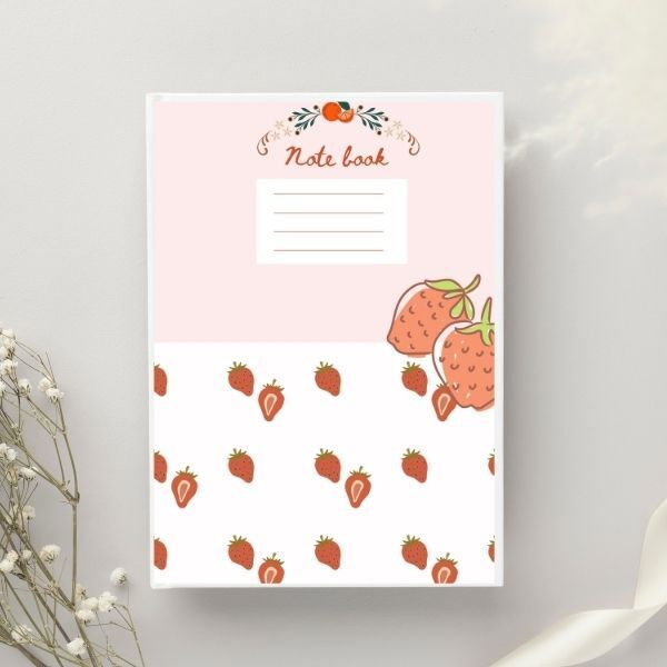Strawberries Notebook cover template (2551 X 3626 Px)- Canva Editable ...