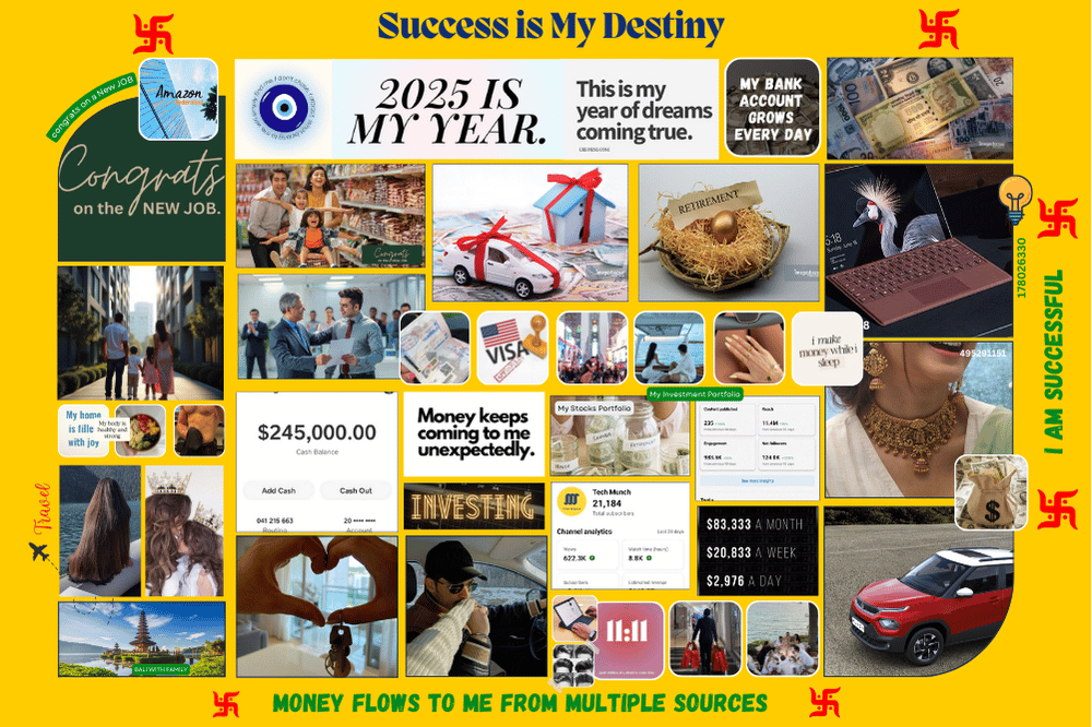 Vision Board 2025 - Digital Vision Board Template | Editable Canva Template