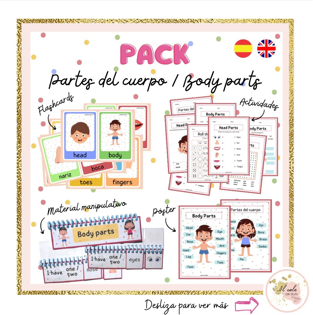 👀👄 Pack Partes del cuerpo - Body parts (En inglés y en español)