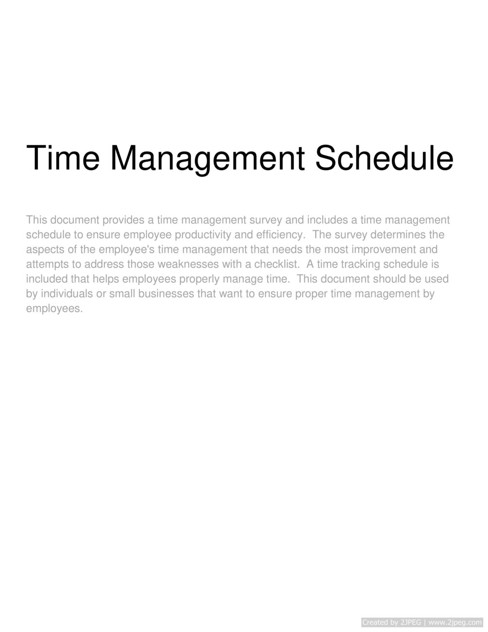 Time Management Schedule