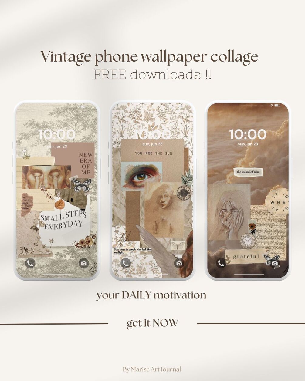 3 Vintage Phone Wallpaper Collage | Daily Motivation