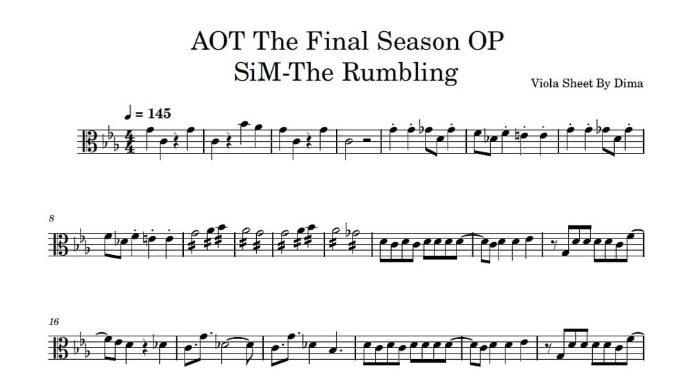 AOT The Final Season OP SiM-The Rumbling Viola Sheet